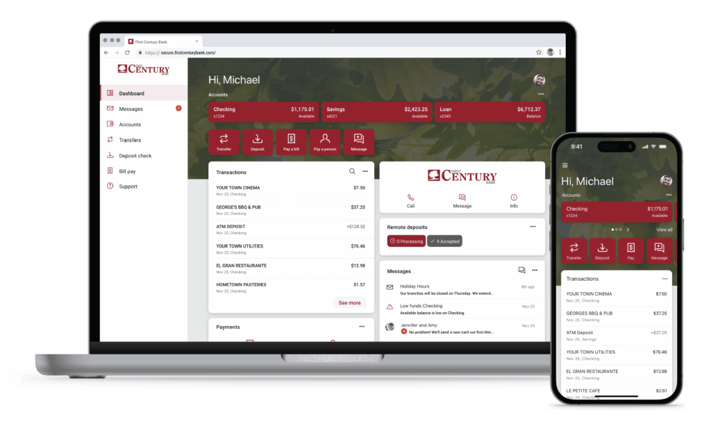Online Banking & Mobile App - First Century Bank